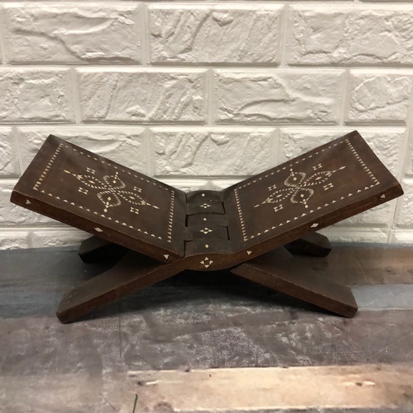 Vintage | Art | Vtg Inlaid Wood Book Stand Folding Quran Holder Mosaic ...